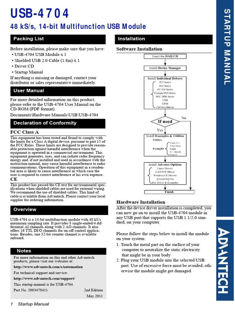 USB-4704_Startup Manual_ed2 | PDF