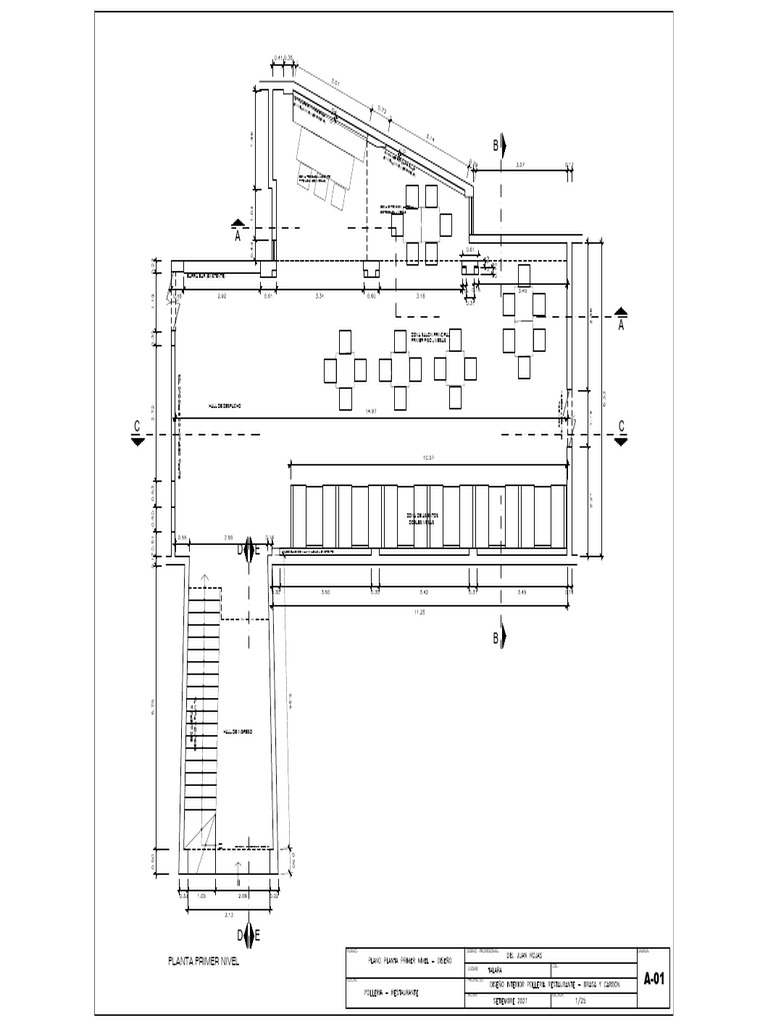 Plano Planta Primer Nivel - Diseño - Polleria | PDF