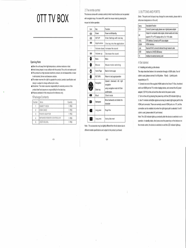 OTT TV Box 4K User Manual | PDF