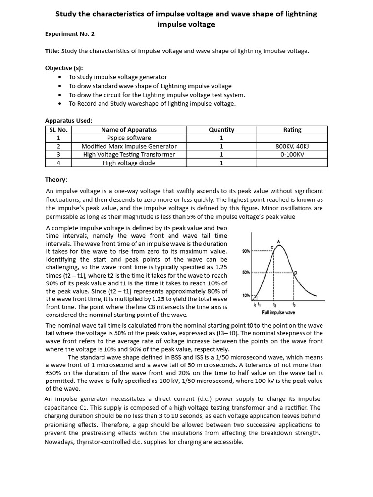 High Voltage Lab Report 3 | PDF
