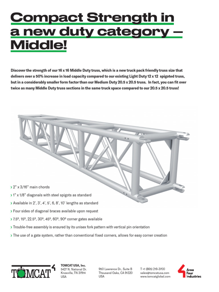 Tomcat - 16 X 16 Middle Duty Truss | PDF | Truss | Civil Engineering