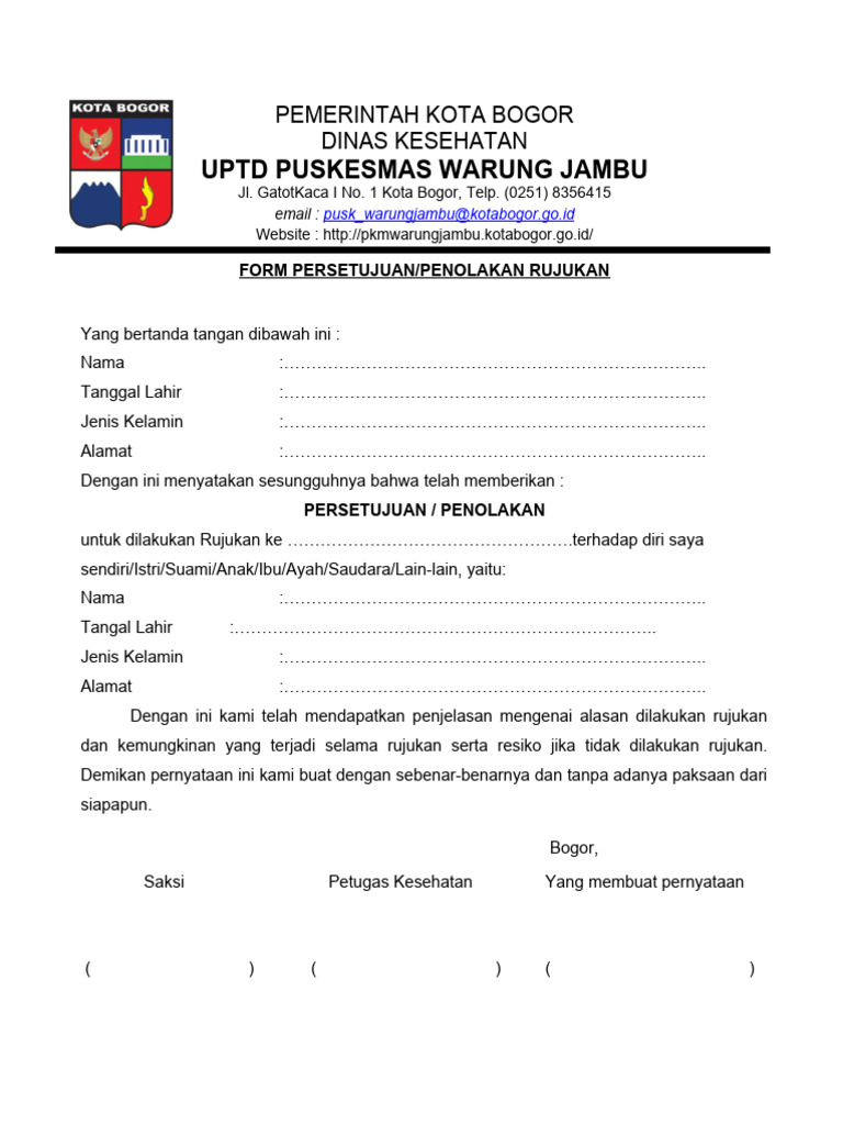 Form Persetujuan Penolakan Rujukan | PDF