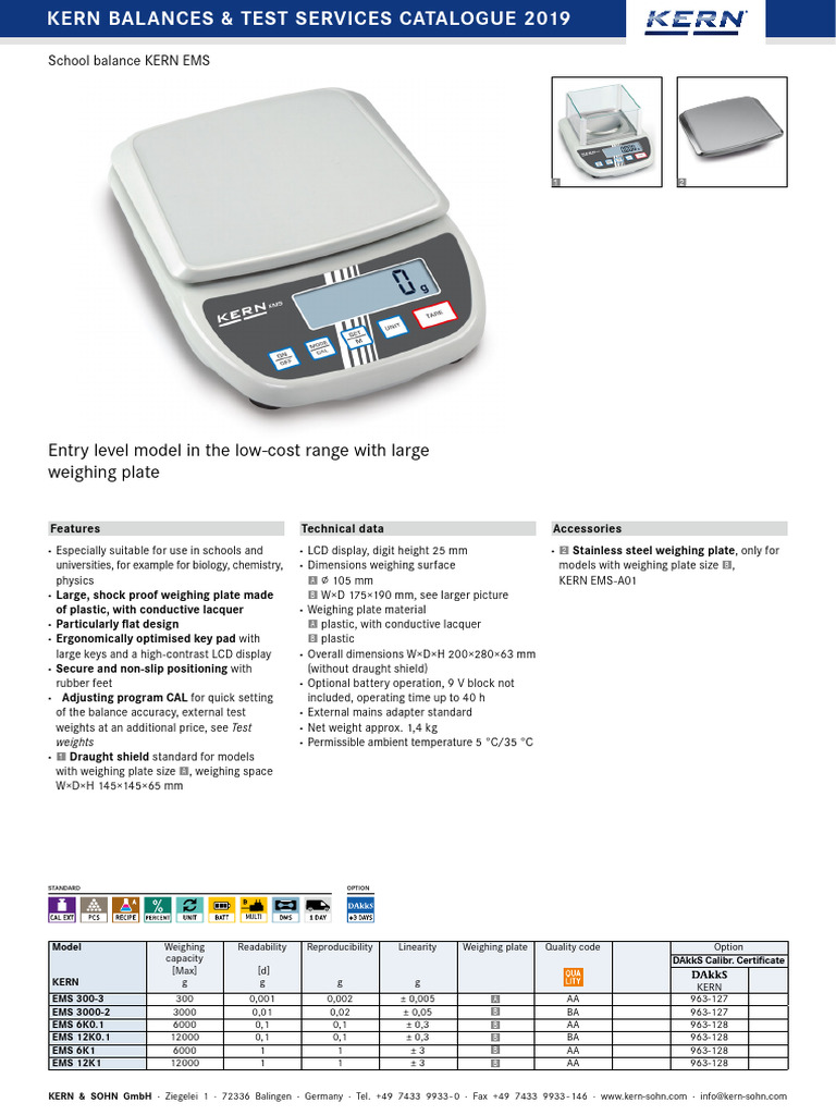 KERN-Weighing Balance 2875498 | PDF | Calibration | Weight