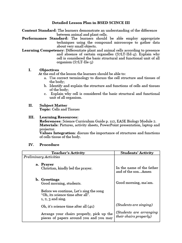Cells and Tissue DLP FINAL | PDF | Cell (Biology) | Food Web