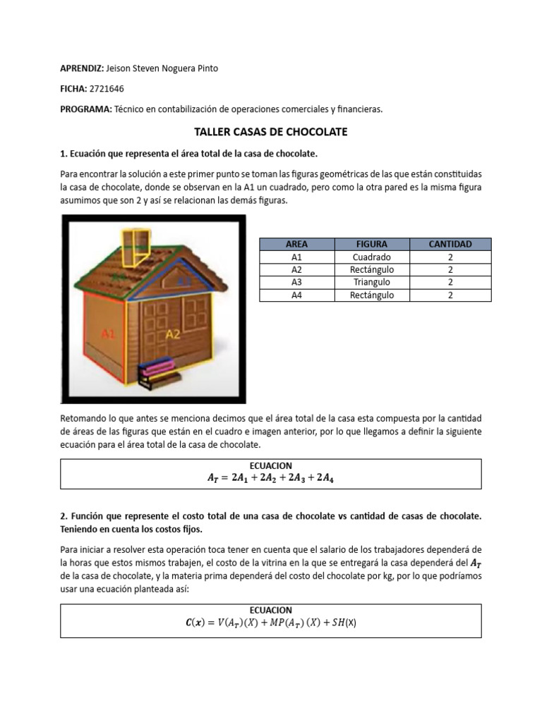 Taller Casas de Chocolate | PDF | Ecuaciones | Matemáticas