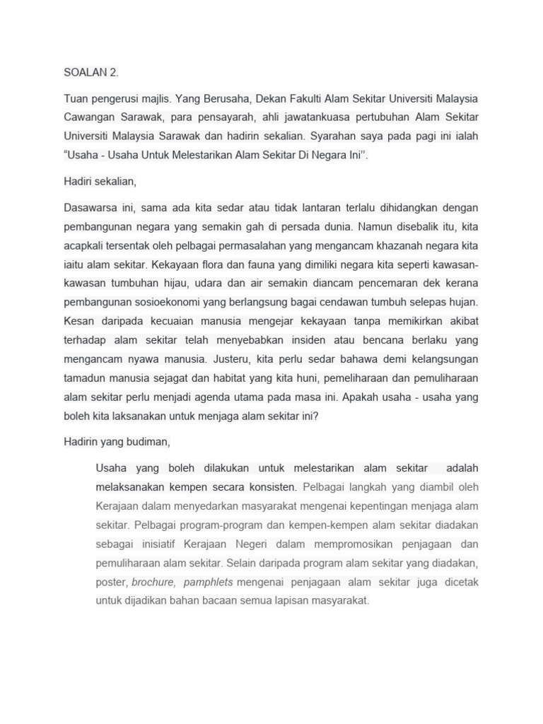 Soalan 2 Kerja Kursus BM Sem 2 | PDF