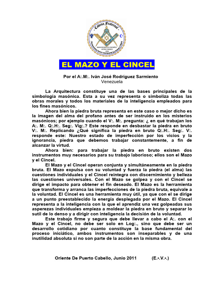 Mazo y Cincel en la Masonería | PDF