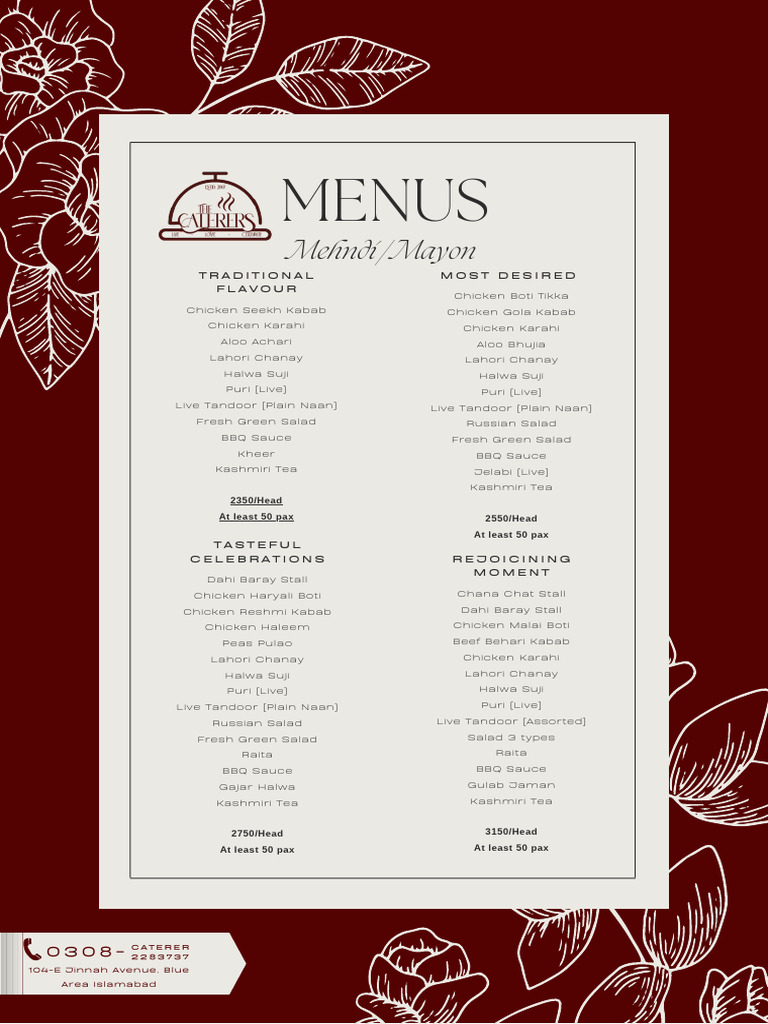 The Caterers Menus | PDF
