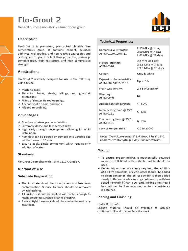 Flo-Grout 2 | PDF | Concrete | Materials