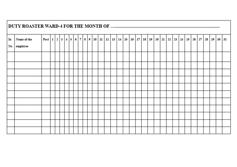 Duty Roaster Ward 4 | PDF