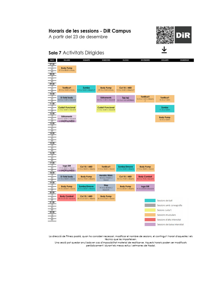 Horaris Box Dir Campus | PDF
