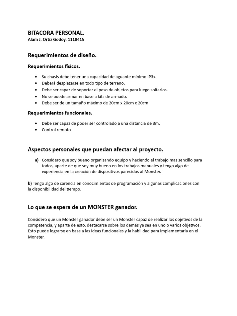 Bitacora Personal | PDF | Robot | Robótica