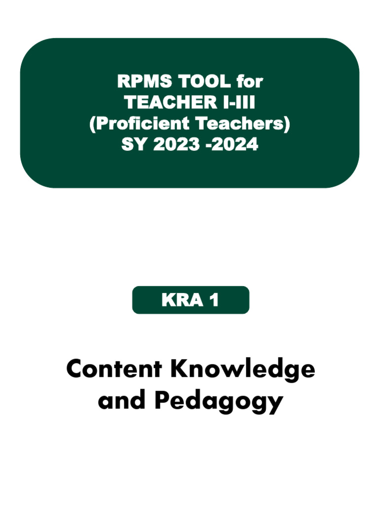 RPMS Tool - T1 Tiii - Sy 2023 2024 | PDF