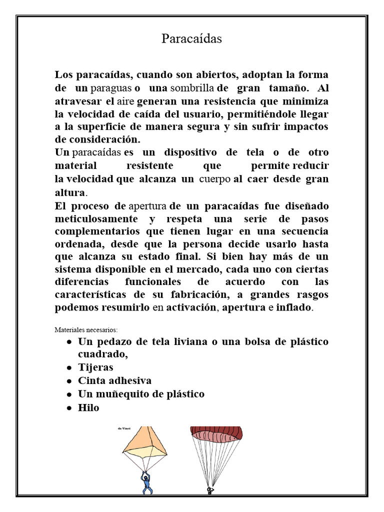 Cómo hacer un paracaídas de tela | PDF