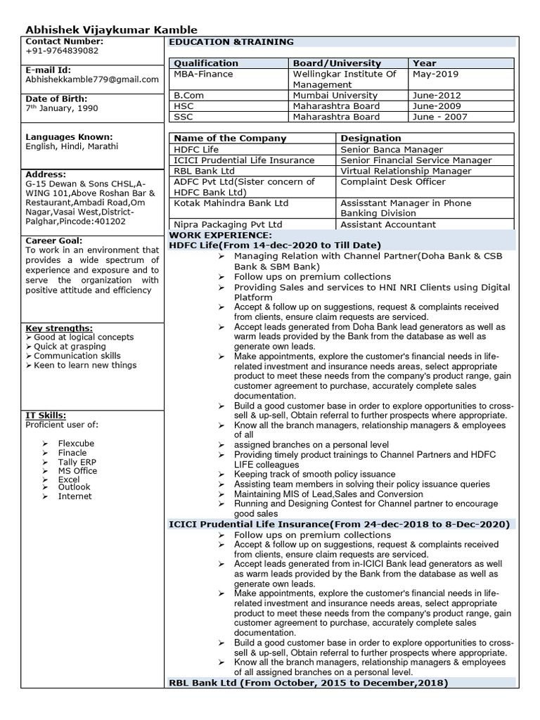 Abhishek Kamble, ABH, Mumbai | PDF | Customer | Banks Abhishek Kamble, ABH, Mumbai | PDF | Customer | Banks