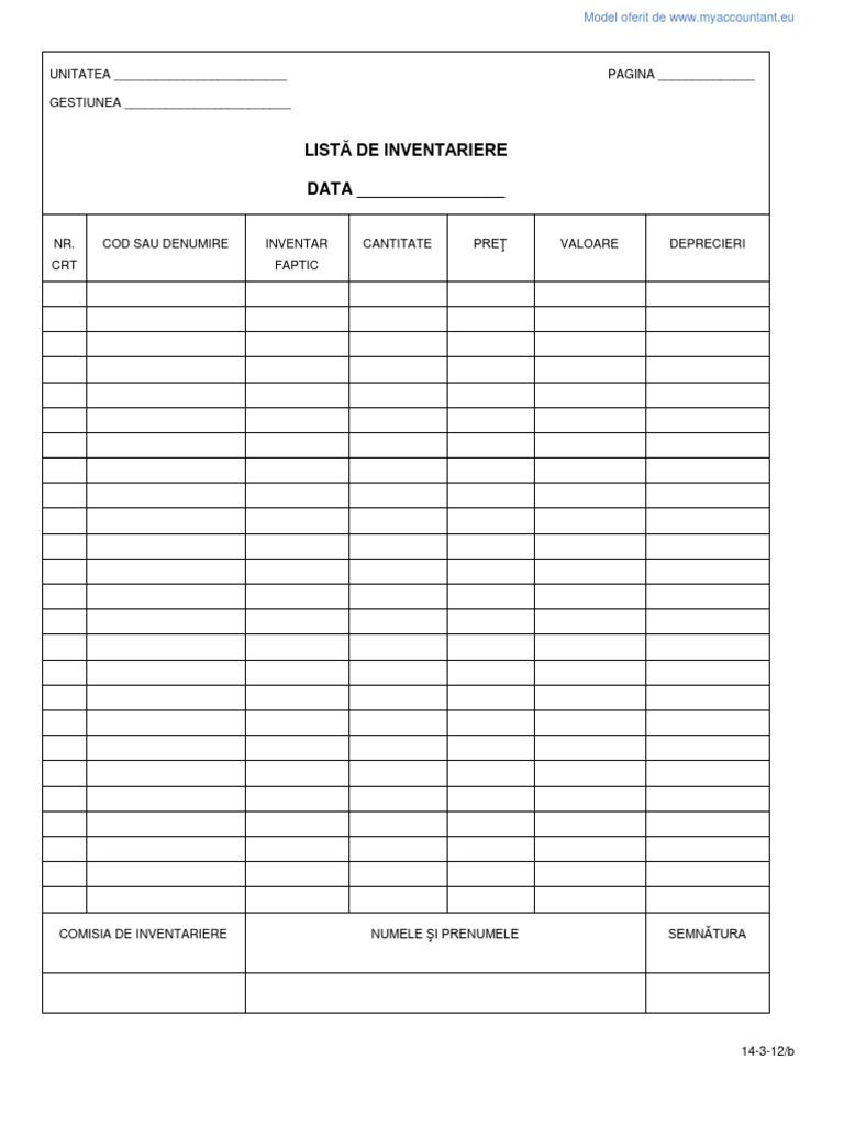 Lista de Inventariere Model 14 3 12 B_230927_083443 | PDF