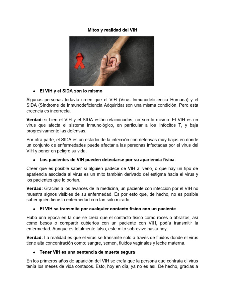 Mitos y Realidad Del VIH | PDF