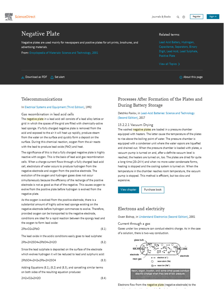 WWW Sciencedirect Com Topics Engineering Negative Plate | PDF ...