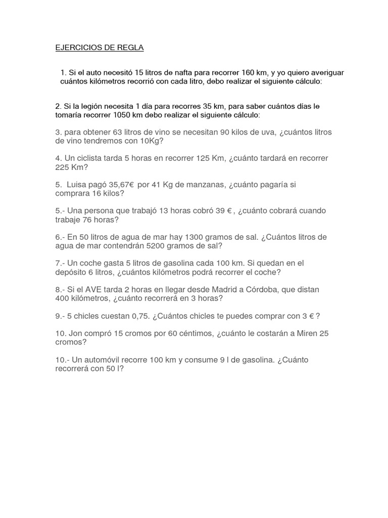 Taller Regla de Tres | PDF