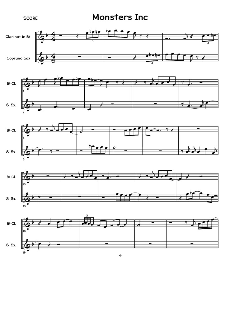 Monsters Inc | Download Free PDF | Woodwind Instruments | Musical ...