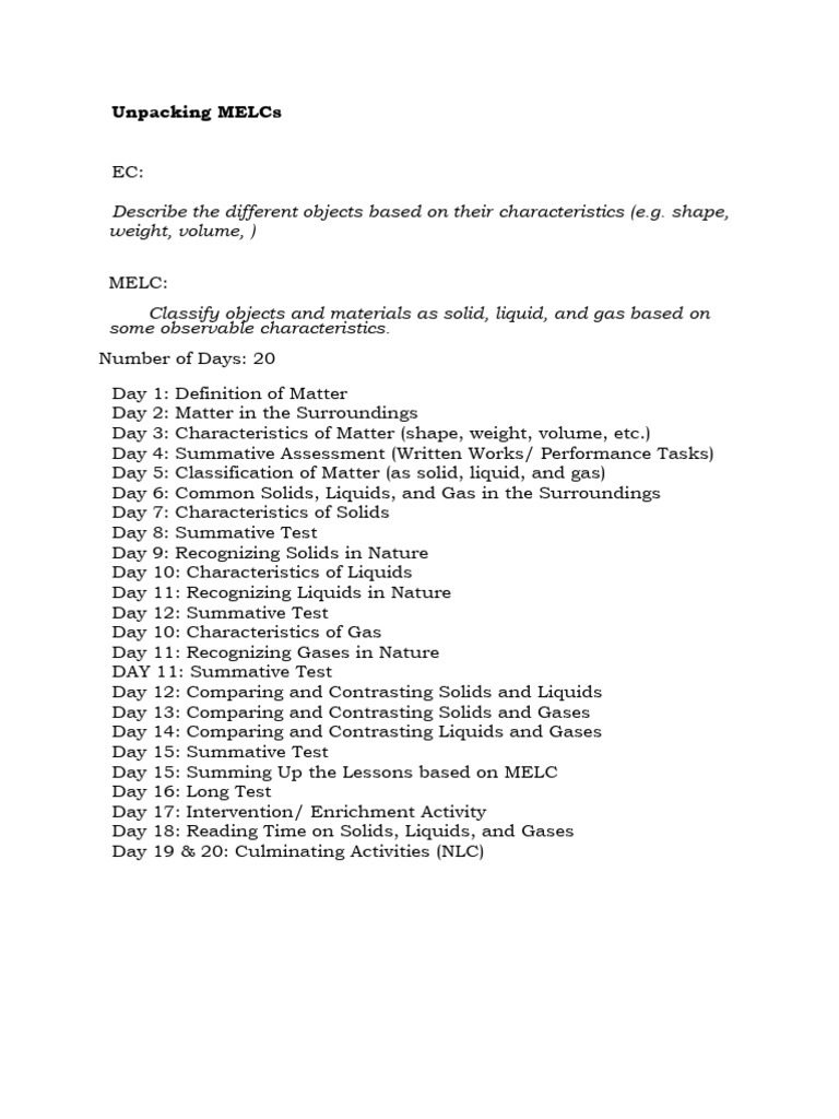 Unpacking MELC | PDF