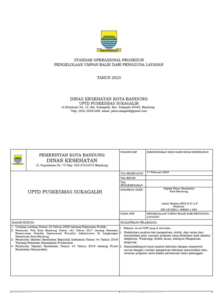 1.1.2.d2.SOP PENGELOLAAN UMPAN BALIK DARI PENGGUNA LAYANAN | PDF