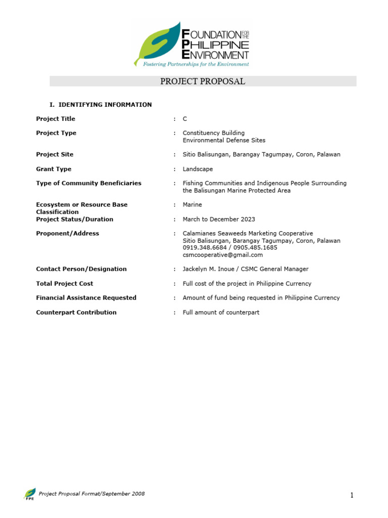 Application General Proposal Template | PDF | Biodiversity | Sustainability