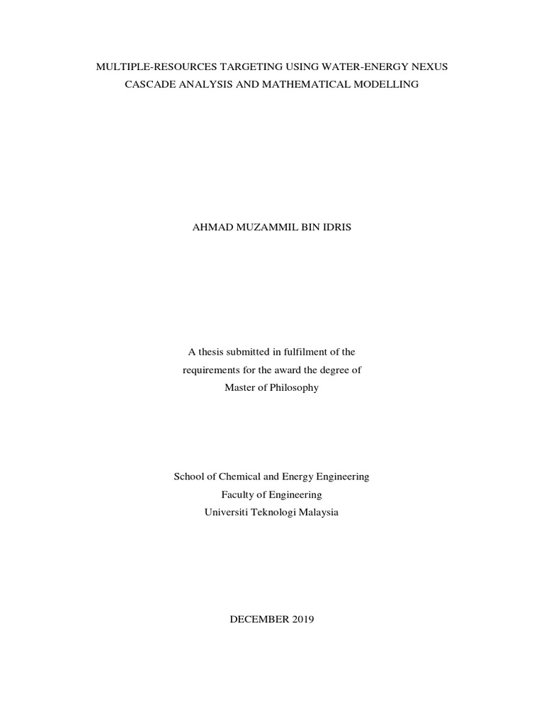 Multiple-Resources Targeting Using Water-Energy Nexus Cascade Analysis ... Multiple-Resources Targeting Using Water-Energy Nexus Cascade Analysis ...