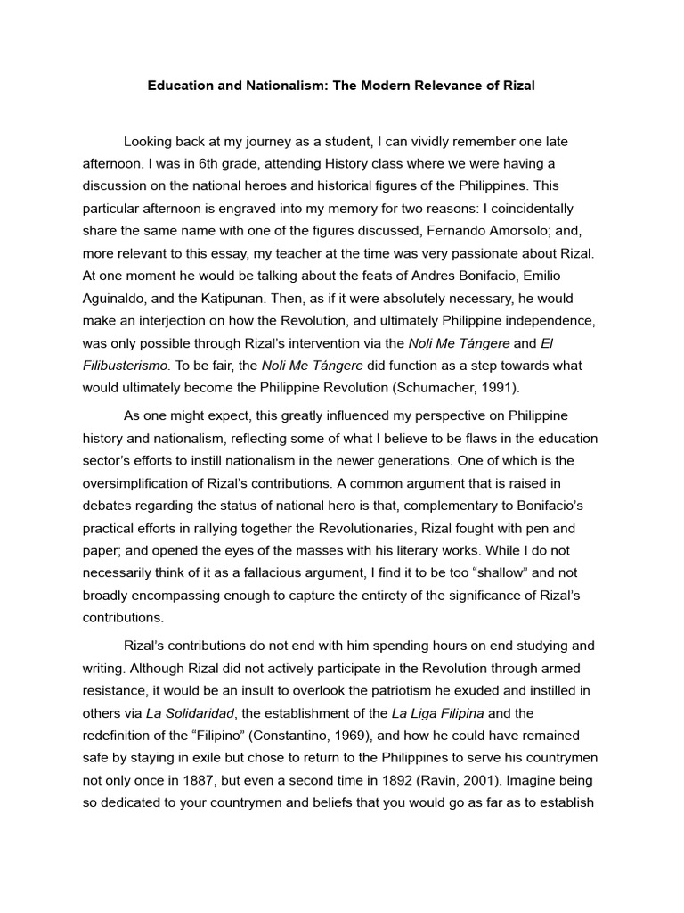 Historical Reflection Paper On The Significance of Rizal | PDF ...