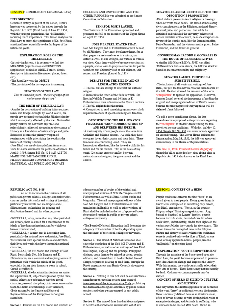 Rizal Lesson 1-7 | PDF | Philippines Rizal Lesson 1-7 | PDF | Philippines