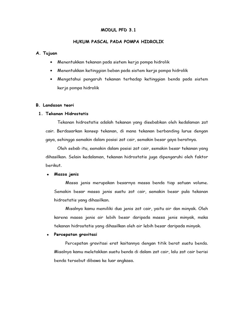 MODUL Praktikum Hukum Pascal | PDF