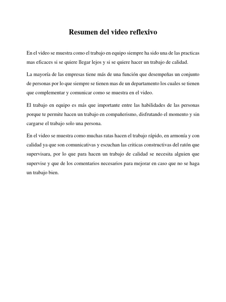 Resumen Del Video Reflexivo | PDF