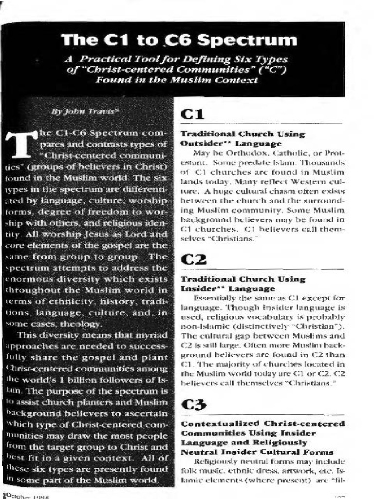 The C1 To C6 Missionary Spectrum | PDF