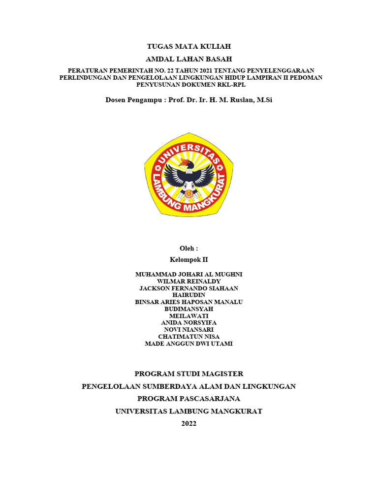 TUGAS KELOMPOK 2 AMDAL LB (Prof Ruslan) | PDF