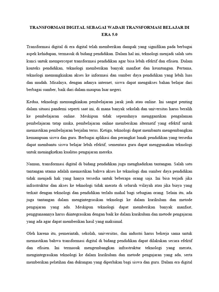 Transformasi Digital Di Era Digital Pdf