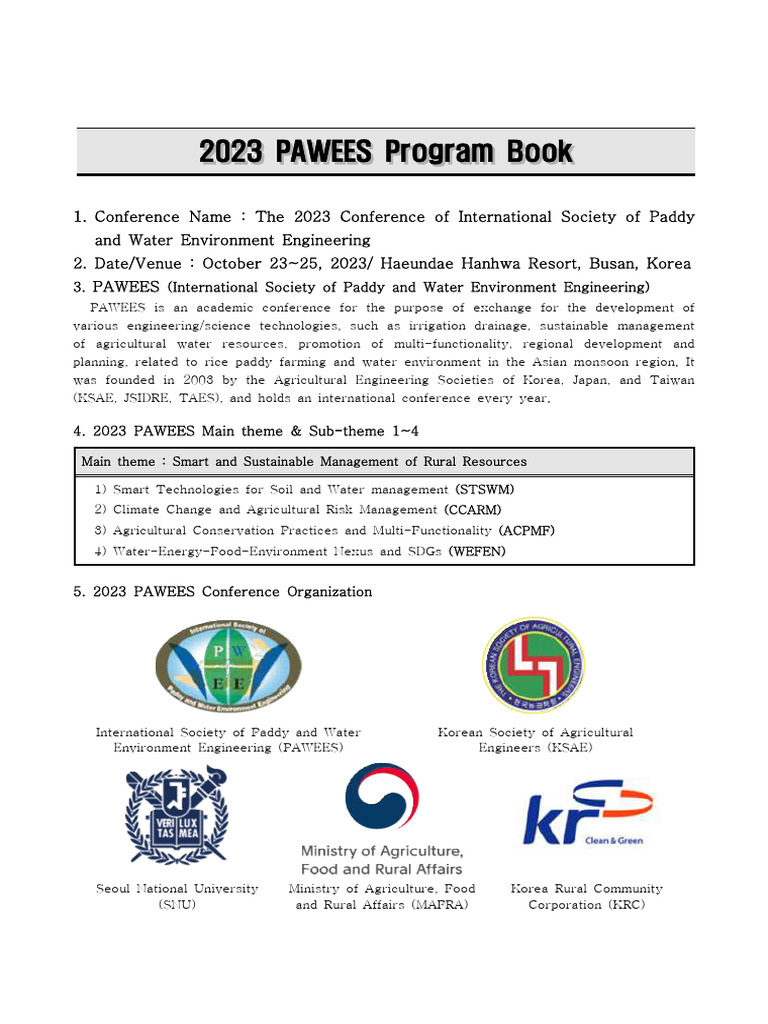 2023 PAWEES Conference Overview | PDF | Agriculture | Food Security