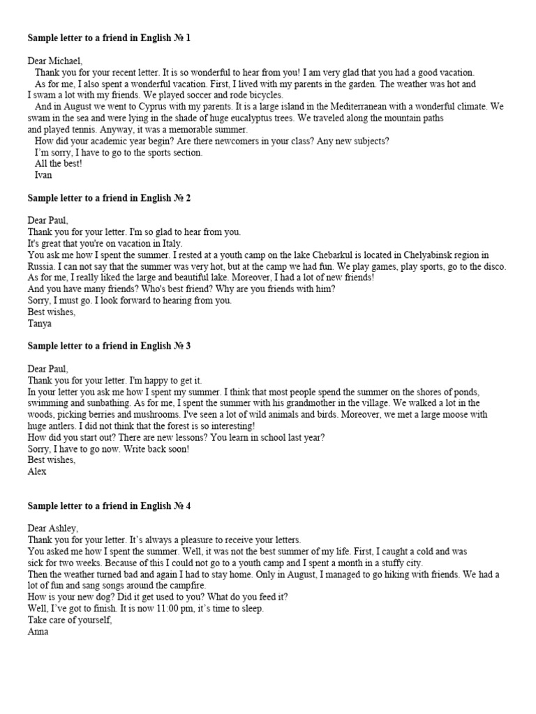 Sample Letter To A Friend in English | PDF