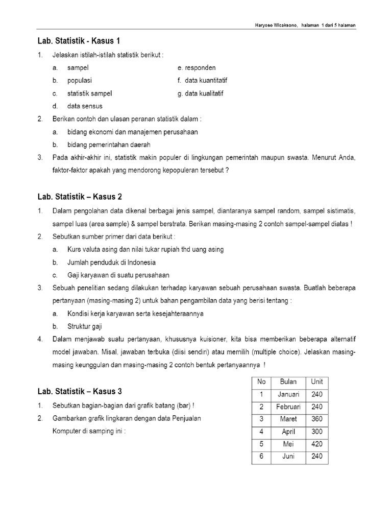 Lab. Statistik - Kasus 1. Lab. Statistik Kasus 2. Lab. Statistik Kasus ...