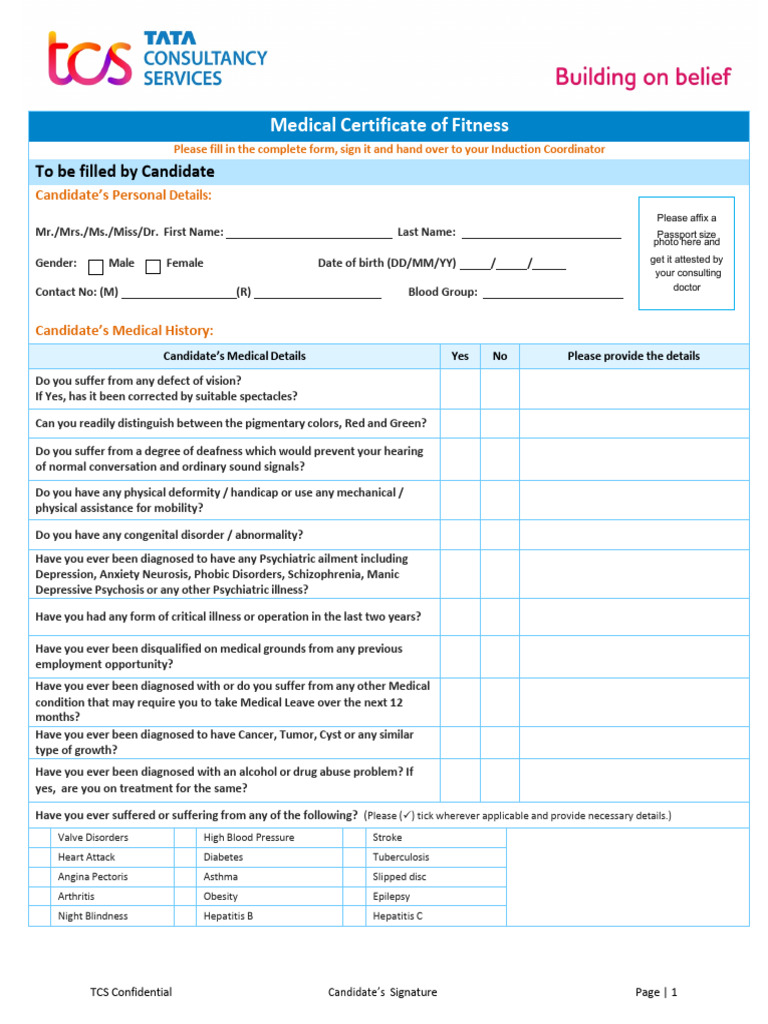 Pre Employment Medical Declaration Form - 2022 | PDF | Mental Disorder | Psychosis