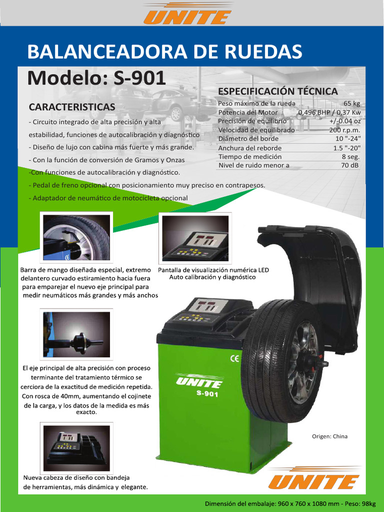 Balanceadora de Ruedas Unite S 901 | PDF
