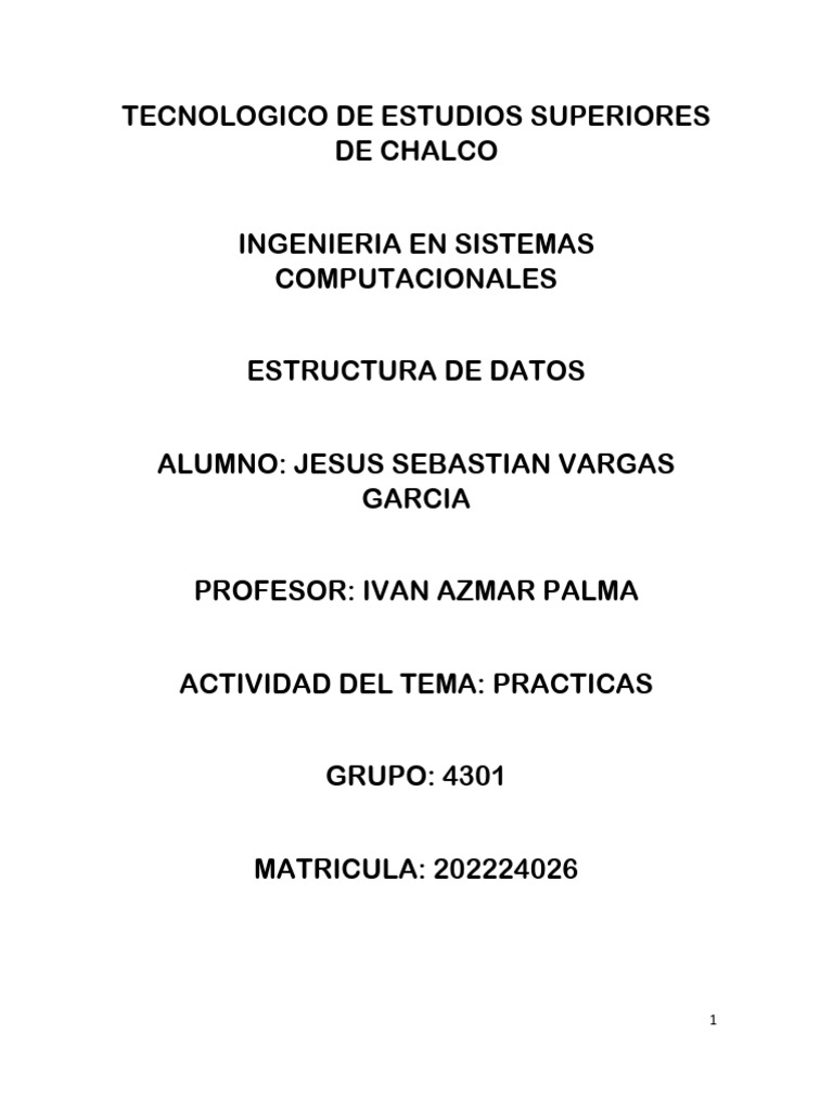 Practica Estructura de Datos 1 | PDF | Objeto (informática) | Java (lenguaje de programación)