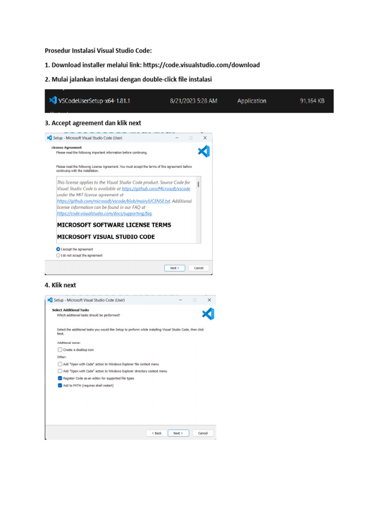 Prosedur Instalasi Visual Studio Code | PDF