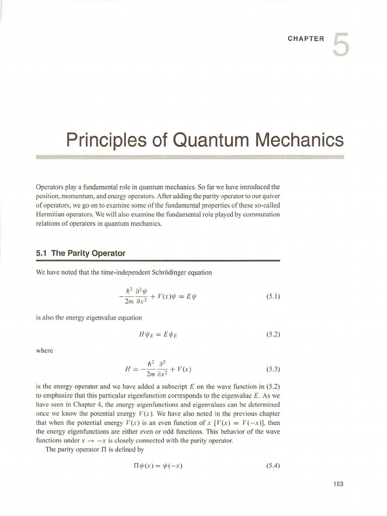 Parity Operator in Quantum Mechanics | PDF | Wave Function | Eigenvalues And Eigenvectors