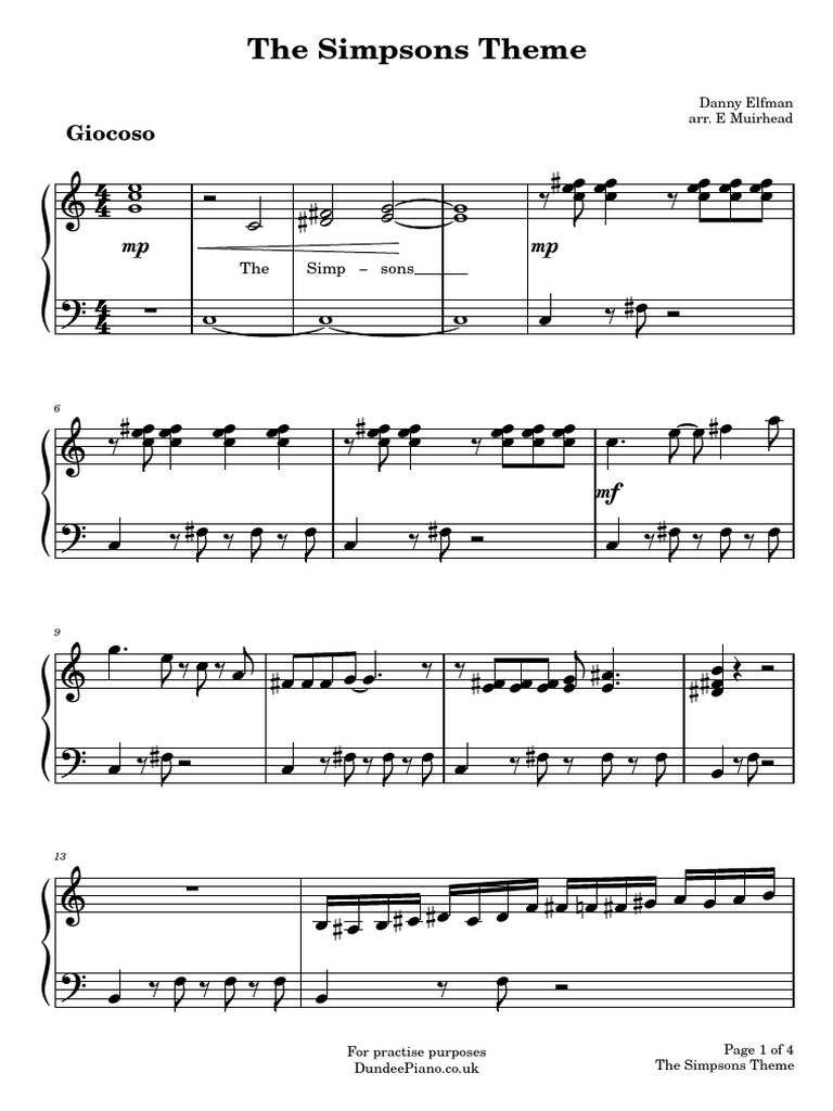 The Simpsons Theme Sheet Music | PDF