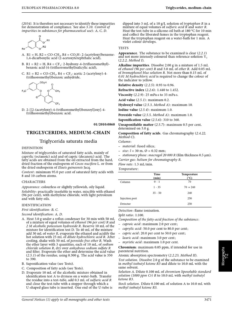 EP 8.0 - Medium Chain Triglyceride | Download Free PDF | Acid | Solubility