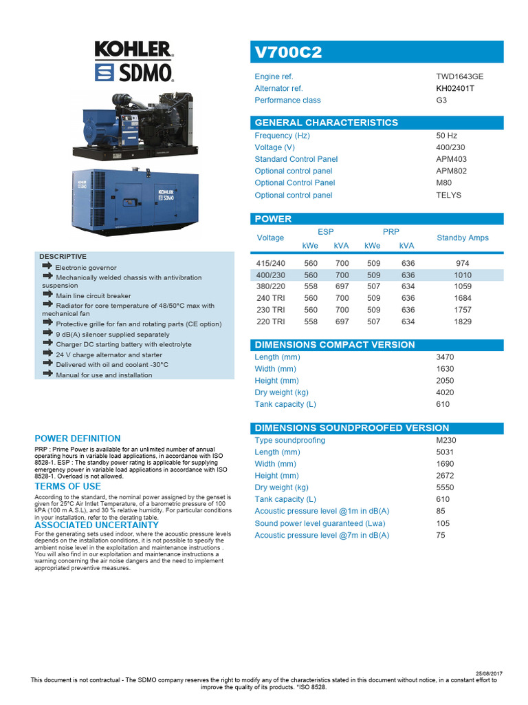 Sdmo V700C2 | PDF