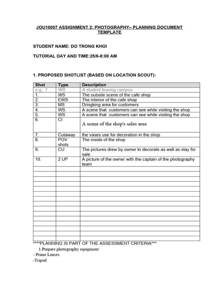 JOU10007 Assignment 2 - Planning Document Template S2 2021 | PDF