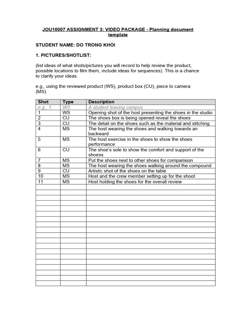 JOU10007 Assignment 3 - Planning Document Template S2 2022 | PDF
