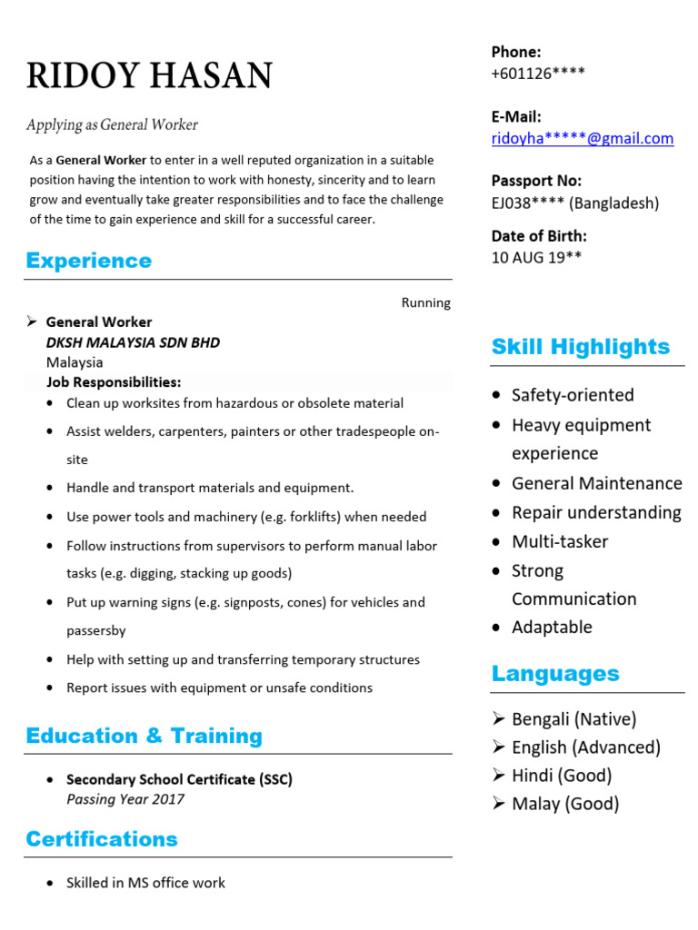 Canadian Format Resume | PDF