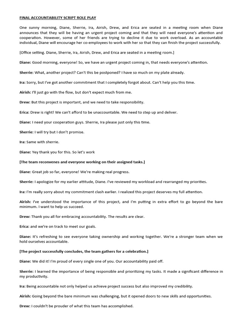 Final Accountability Script Role Play | PDF
